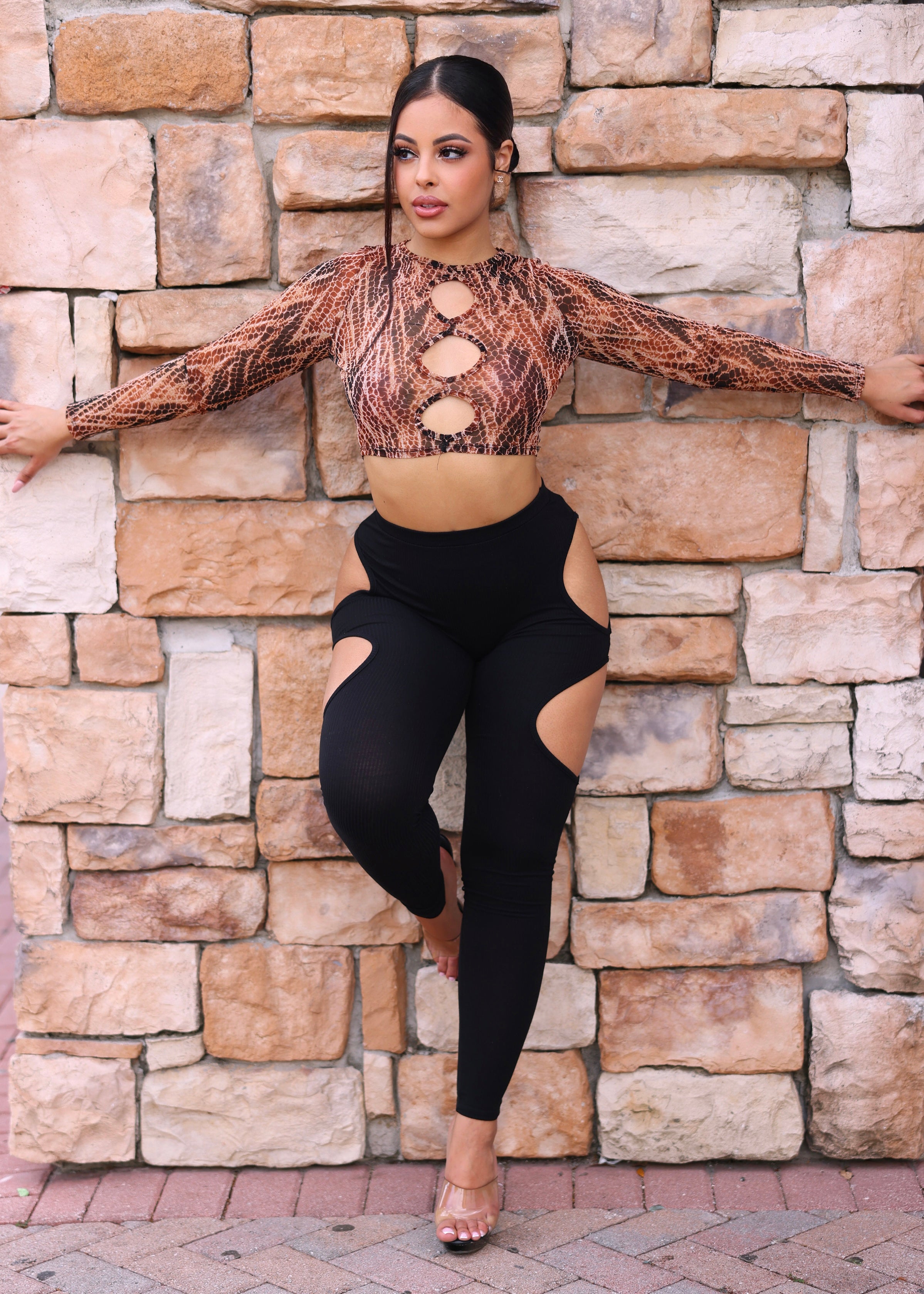 Women’s Two Piece Set | Therese Snake Print Cut Out Set | NUMARU