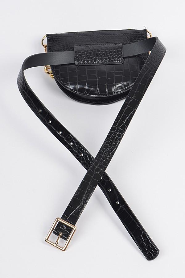 Halfmoon Shape Fanny pack with Oversized Chain (Black). – NUMARU